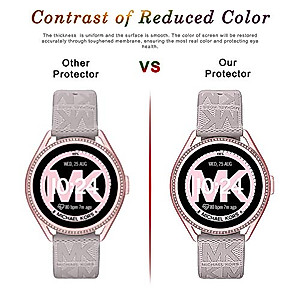 Suoman 3-Pack for Michael Kors Women's MKGO Gen 5E 43mm Screen Protector Tempered Glass for MK MKGO Gen 5E 43mm [2.5D 9H Hardness] [Anti-Scratch]