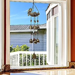 Monsiter QE Wind Chimes Bird Nest Wind Chime with 12 Bells 3 Hook Outdoor Clearance Windchimes for Mom Grandma Women’s Gift,Memorial Wind Chimes for Outside Deep Tone Patio Porch Garden Backyard Decor
