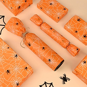 Bolsome 100 Sheets Halloween Tissue Paper for Gift Wrapping Orange Black Spider Web Printed Tissue Paper for Gift Bags Spooky Design Decorative Tissue for Halloween Party DIY Craft