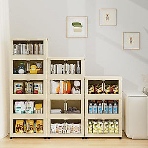 gerritfany Closet Organizers and Storage, 3-Tier 90Qt Storage Cabinet with Wheels, Plastic Storage Bins with Lids,Drawer Organizer for Living Room,Dorm,Office