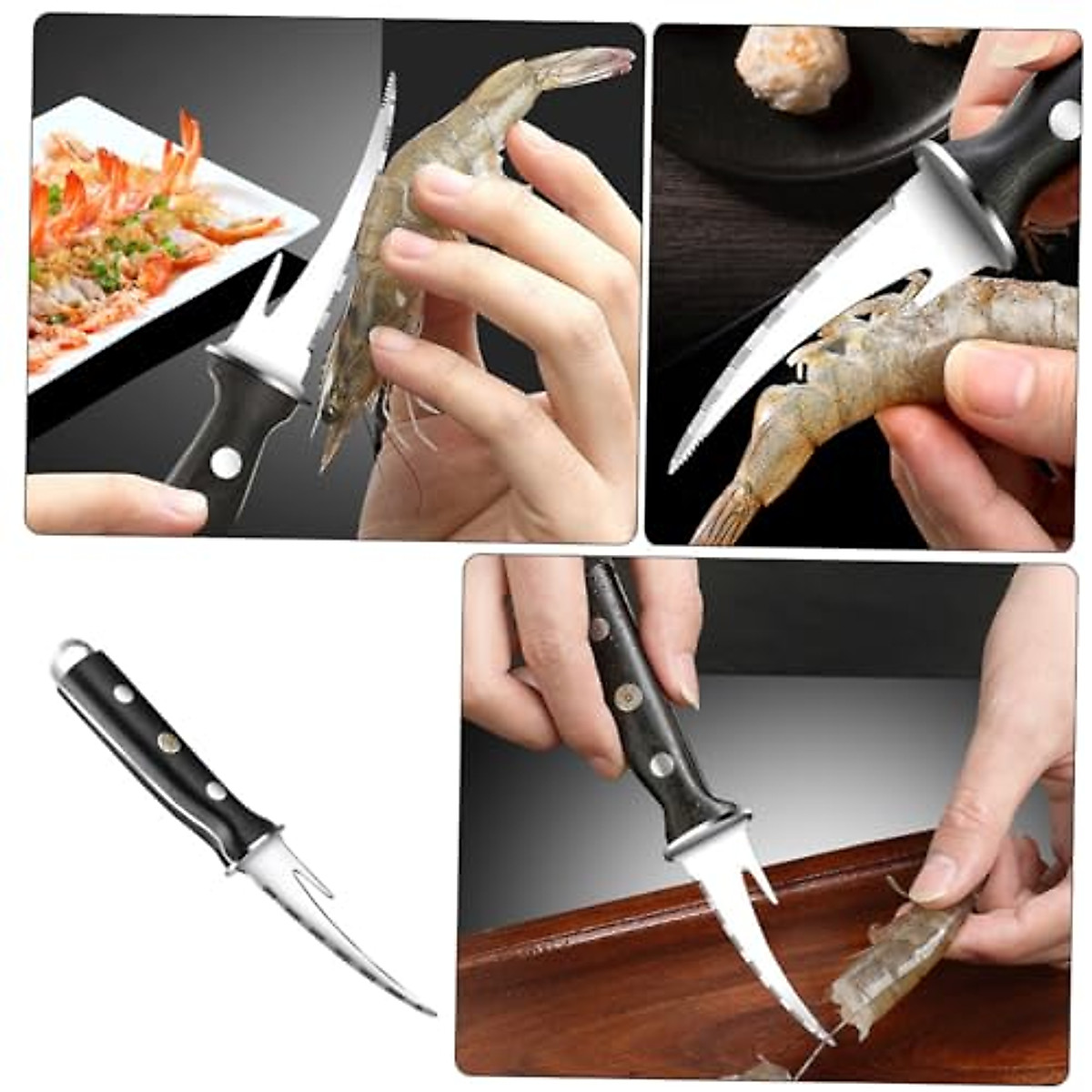 CIYODO Shrimp Removal Artifact Shrimp Deveiner Tool Shrimp Cleaner Shrimp Sheller Seafood Cleaner Shrimp Peeling Tool Shrimp Line Cleaner Peeler Kitchen Gadgets Wood