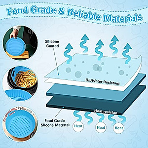 Woltechz 2 Pack Air Fryer Silicone Tray Liners - 1.5mm Thickness, Non-Stick, Heat Resistant, Time-Saving and Easy to Clean - Ideal for Cooking, Baking, and Grilling