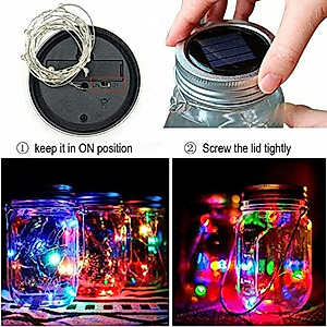 Ruifaya Solar Power Mason Jar Lid Lights LED Waterproof Fairy Decor String Wedding Outdoor Christmas De Party Garden L4Y7 L Light Lights