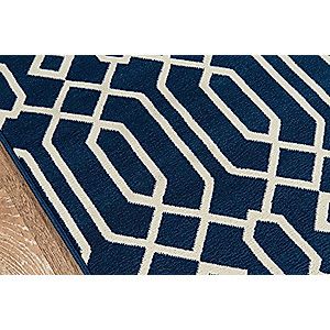 Momeni Rugs , Baja Collection Contemporary Indoor & Outdoor Area Rug, Easy to Clean, UV protected & Fade Resistant, 1'8" x 3'7", Navy Blue