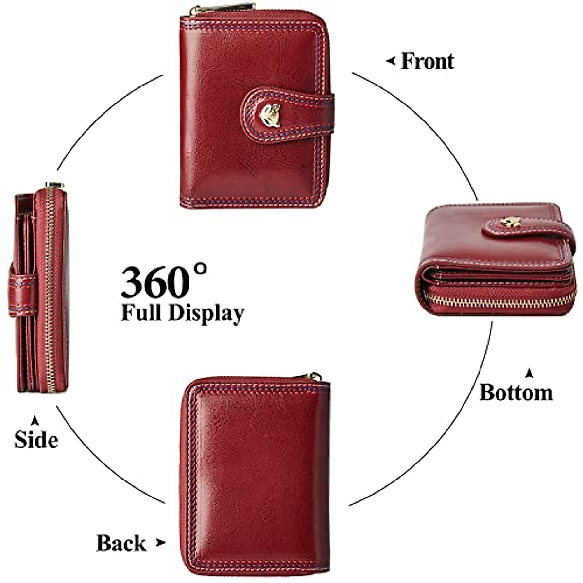 FOXLOVER RFID Credit Card Holder for Women, Ladies Small Leather Credit Card Case Security Accordion Wallet