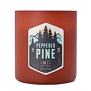 Manly Indulgence Peppered Pine Scented Jar Candle, All American Collection, 2 Wick, Red, 15 oz - Up to 60 Hours Burn