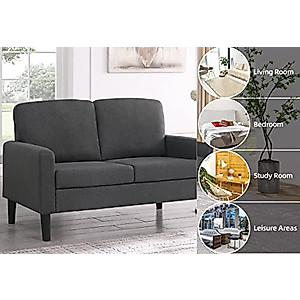BEEY Modern Love Seat Sofas 53" Small Loveseat Sofa Linen Fabric Tufted Loveseat Sofa for Living Room Bedroom Small Apartment in Dark Grey
