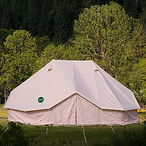 Playdo 6M Large 4 Season Canvas Wall Tent Yurts Tent with Stove Jack for Camping Festival (Size 19.6'L x 13.1'W x 9.8'H) (with stove jack)