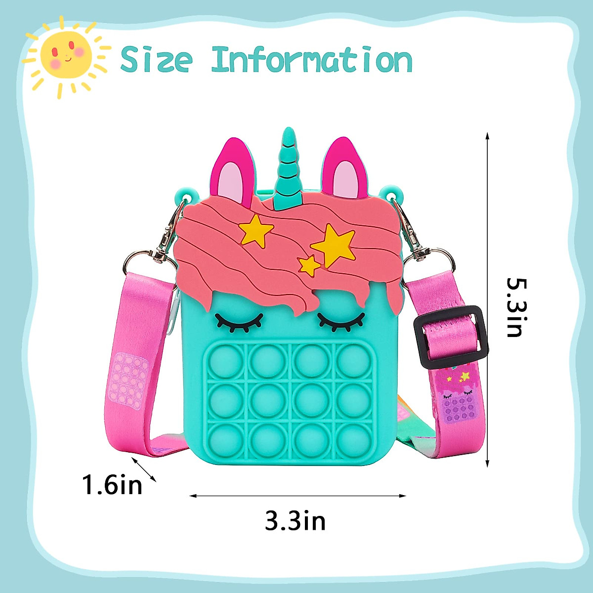 civan Mini Blue Pop Purse for Girls Crossbody, 2 in 1 Pop Bag Fidget Purse Toy Push Bubble Handbags, Silicone Sensory Toys Bag for Kids Birthday Gift Bag Toy Students Kids Present