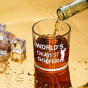 Futtumy Golf Gifts for Men, World’s Okayest Golfer Whiskey Glass for Fathers Day Christmas Birthday Retirement, Golf Gifts for Golfers Men Dad Grandpa Uncle Husband Golf Lover, 10oz Funny Golf Gifts