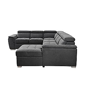 FANYE Oversized U-Shaped Sleeper Sectional Sofabed Sofa W/Pull Out Couch Bed & Wide Storage Chaise,7 Seaters Convertible Sofa&Couch with Adjustable Headrests for Home Apartment Living Room