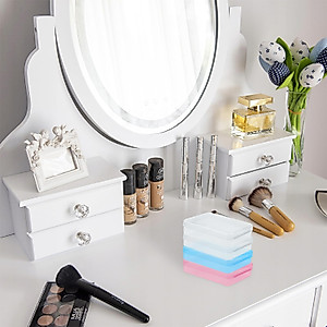 4PCS Cotton Swab Box, Portable Travel Cotton Pad Holder for Bathroom Countertop Storage Case Organizer, Travel Cotton Ball Holder Dispenser Cosmetic Sponge Storage Box for Cotton Round, Swabs, Floss