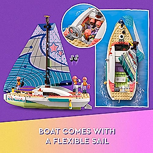 LEGO Friends Stephanie's Sailing Adventure Toy Boat Set 41716, Sailboat Building Toy with Island, Drone, and 3 Mini Figures, Creative Sailing Gift for Kids, Girls, Boys Age 7+ Years Old
