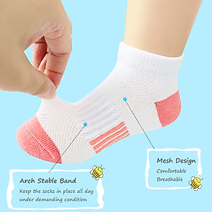 Bemeol Girls Socks 12 Pairs Ankle Athletic Socks Cotton Sports Socks For Little Big Kids(7-10 Years)