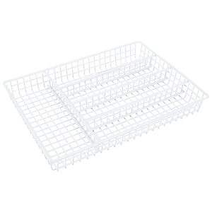 Rocky Mountain Goods Silverware Tray - Kitchen Drawer Organizer - 5 Compartments - Heavy Duty Coated Steel Construction - Clean Contemporary Look - Wire Frame - White - 14" x 10" x 1.75"