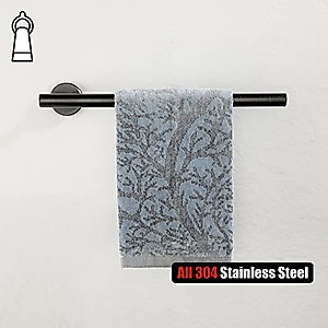 JQK Hand Towel Holder Towel Ring Oil Rubbed Bronze, Thicken 8mm 304 Stainless Steel Bathroom Hand Towel Bar, 12 Inch Wall Mount Towel Rack Hanger, ORB, THH110L12-ORB