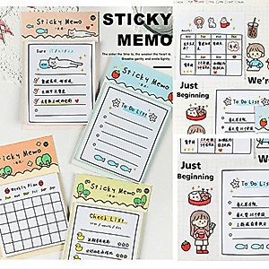 DzdzCrafts Cat Weekly Daily Monthly Planner Check List 6-Packs 180 Sheets 3.4" x 5.2" Sticky Notes Notepads Self-Stick Memo Pads