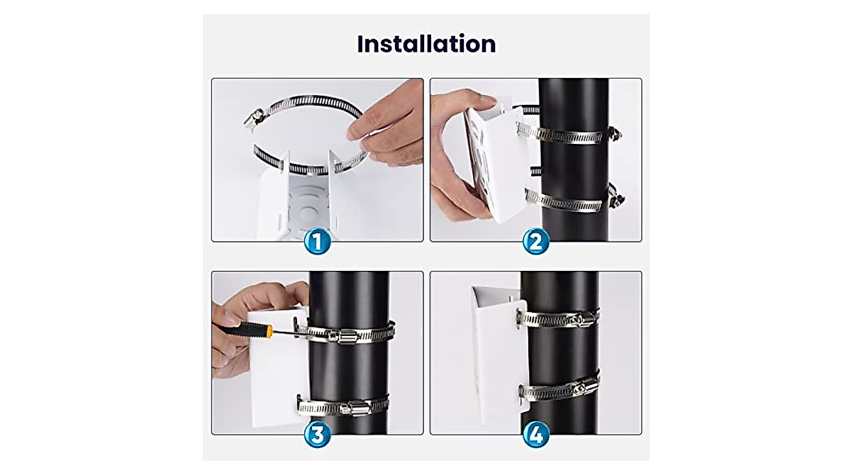 OOKOO Universal Vertical Pole Mount Bracket with 2 Loops, Solid Metal ...