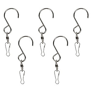 defutay 5 PCS Smooth Spinner Swivel Hook, Stainless Steel Wind Chime Hook 360 Degree Rotating Clips for Hanging Wind Spinners, Wind Chimes, Bird Feeder, Crystal Twisters Party Supplies (5 PC)