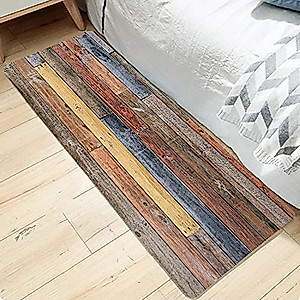 Flannel Mat Non Slip Bright 3D Print for Bedside and Living Room,Clearance MatS Absorbent Moisture Dust Forlaundry Room,Bath Rugs Sponge Foam Soft for Bathroom and KitchenRustic Old Wooden Board
