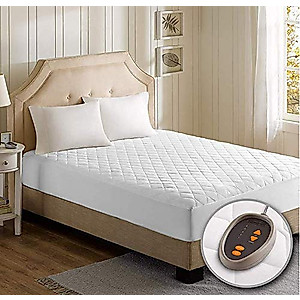 Beautyrest Cotton Blend Heated Mattress Pad Secure Comfort Technology - Luxury Quilted Electric Mattress Pad with Deep Pocket - 5-Setting Heat Controllers, Twin XL , White