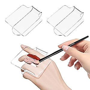 Minkissy 3pcs Makeup Hand Palette Acrylic Nail Art Manicure Palette Makeup Palette Spatula for Home Salon Professional