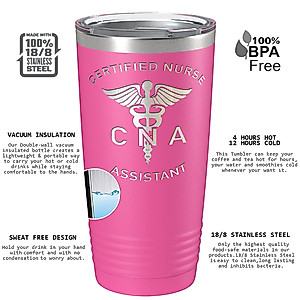 CNA Certified Nurse Assistant Gift on Pink 20 oz Stainless Steel Tumbler with Lid - Insulated Cup - Travel Mug