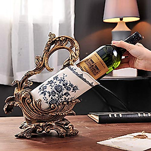 PIBM Stylish Simplicity Creative Retro Bronze Resin Hand-Painted Ceramic Wine Rack Home Desktop Decoration Bar Porch Restaurant Decorations Portable Wine Rack Beautiful and Elegant