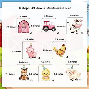 Pink Farm Animal Hanging Swirls for Girls Birthday Party Baby Shower Barn Yard Birthday Theme Farm Baby Shower Favor Supplies Decor Cartoon Animal Decor Ceiling Decor for Girls