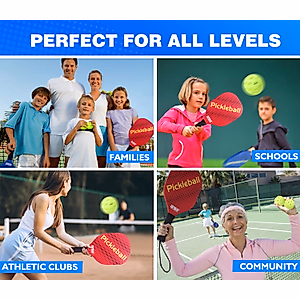 GSE Pickleball Paddles Set with Lightweight Pickleball Rackets & Indoor/Outdoor Pickle-Balls & Mesh Carrying Bag for Adults, Kids, Gifts for Men Women(2 Paddles / 4 Balls)