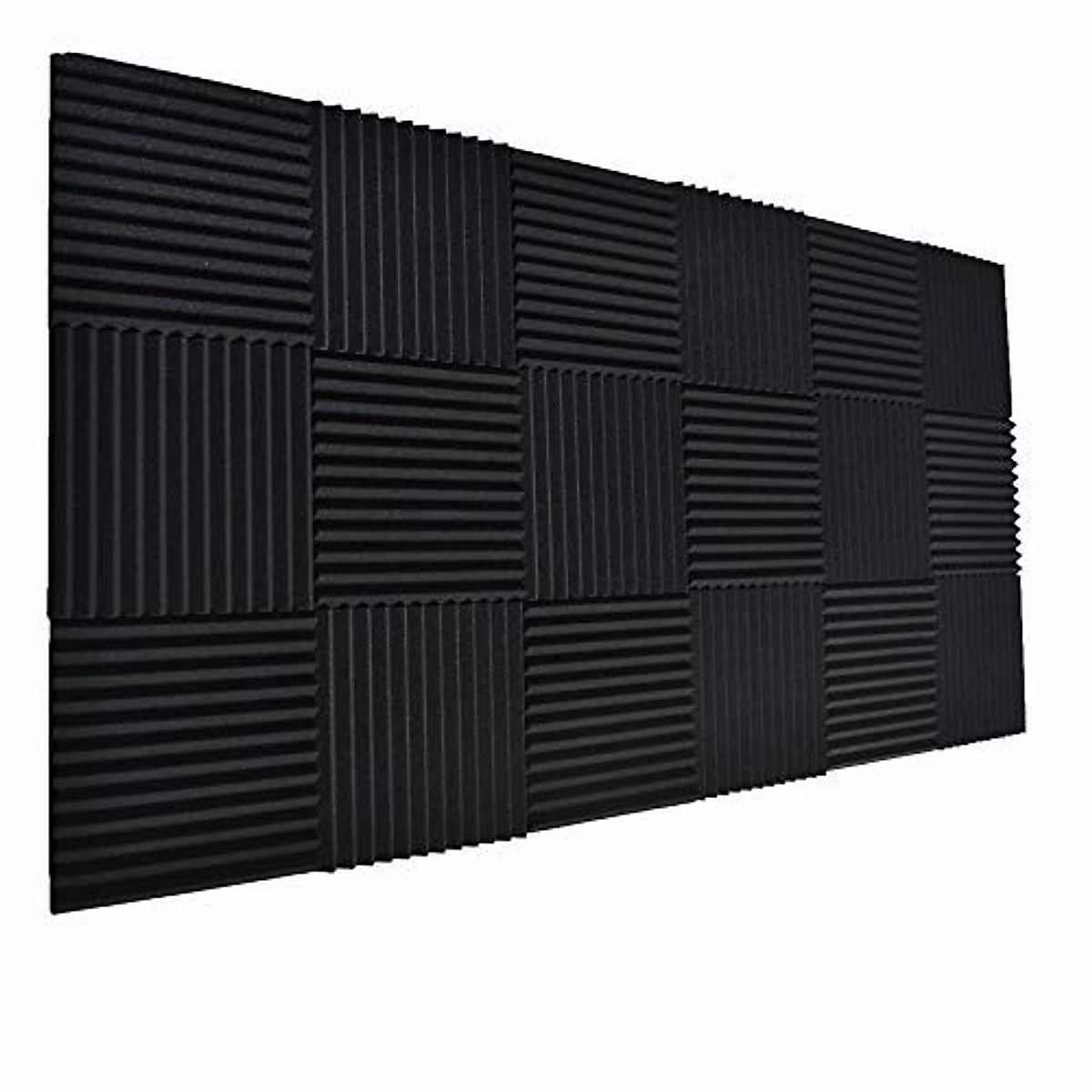 24 Pack Black 1" x 12" x 12" Acoustic Wedge Studio Foam Sound Absorption Wall Panels (24pack-black)