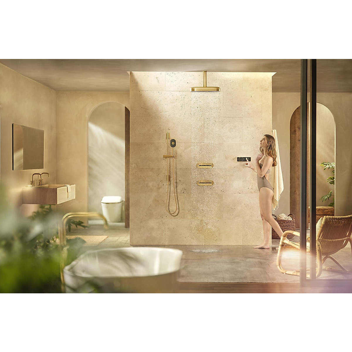 KOHLER 26284-G-2MB Statement Oblong MULTIFUNCTION HAND SHOWER, Maximum Spray Performance& 3 Spray Experiences, Vibrant Brushed Moderne Brass, 1.75 GPM