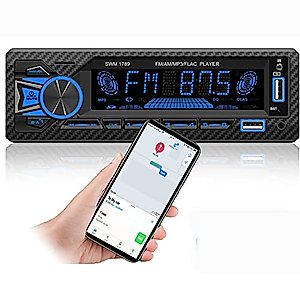 Bluetooth Car Stereo, AM FM Radio Receiver, Vehicle Navigation Location, Audio Record, Voice Assistant, APP Control, Dual USB/SD/AUX Port, Support MP3/WMA/WAV, Car Multimedia Player, Remote Control