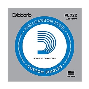 D'Addario PL022 Plain Steel Guitar Single String, 022