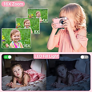 1080P Kids Digital Camera with Lanyard (No SD Card), 44MP Digital Point and Shoot Camera with 16X Zoom, Anti-Shake, Vlogging Camera for Students