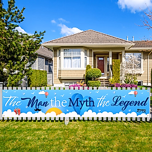 Labakita Lager The Man The Myth The Legend Banner, Dad / Men's Birthday Party Decorations, Happy Birthday Banner for Men，Blue