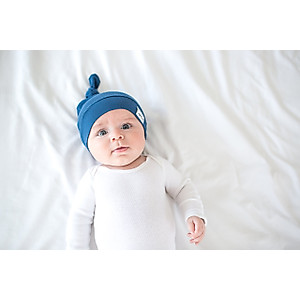 Copper Pearl Baby Beanie Hat Top Knot Stretchy Soft River 0-4mo