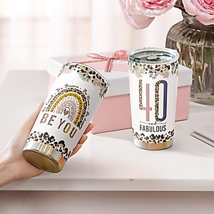 Macorner 40th Birthday Gifts for Women - 40 & Fabulous Tumbler 20oz - 40 Years Old Birthday Gifts Idea for Women - Gifts for Women Besties Friends Sister Coworker Mom Wife Her Turning 40