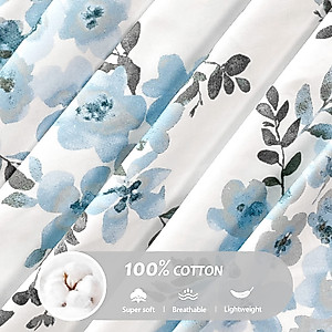 Style Quarters Duvet Cover Queen Size-100% Washed Microfiber Queen Duvet Cover Set 3 Pieces Bedding Set Includes 1 Duvet Cover and 2 Pillowcases Blue Floral Plant Bright Duvet Cover