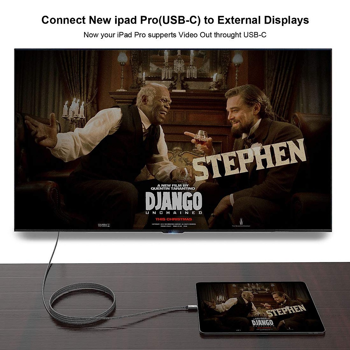 USB C to HDMI Cable (4K@60Hz), NITASA 6ft USB Type C to HDMI Cable(Thunderbolt 3 Compatible) for MacBook Pro 2017 2018 2019, iPad Pro/MacBook Air 2018 2019, Surface Book 2, iMac, ChromeBook, Galaxy S9