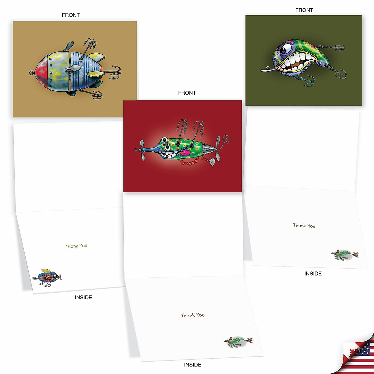 The Best Card Company 10 Assorted Thank You Notecards Bulk Box Set 4 x 5.12 Inch with Envelopes (10 Designs, 1 Each) Off The Hook M6543TYG