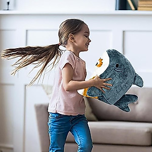 Voiulp 8'' Cute Shark Cat Plush Toy, Soft Shark Cat Stuffed Animal Plushies Doll Pillow Birthday for Kids Boys Girls Home Sofa Decor