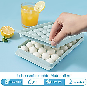 Miaowoof Mini Ice Cube Tray Balls,Round Ice Ball Maker Mold for Freezer,Sphere Ice Cube Tray Making 1In X 99PCS Ice Chilling Cocktail Whiskey Tea Coffee(3Pack Blue Ice trays & Ice Bin & Ice tong)