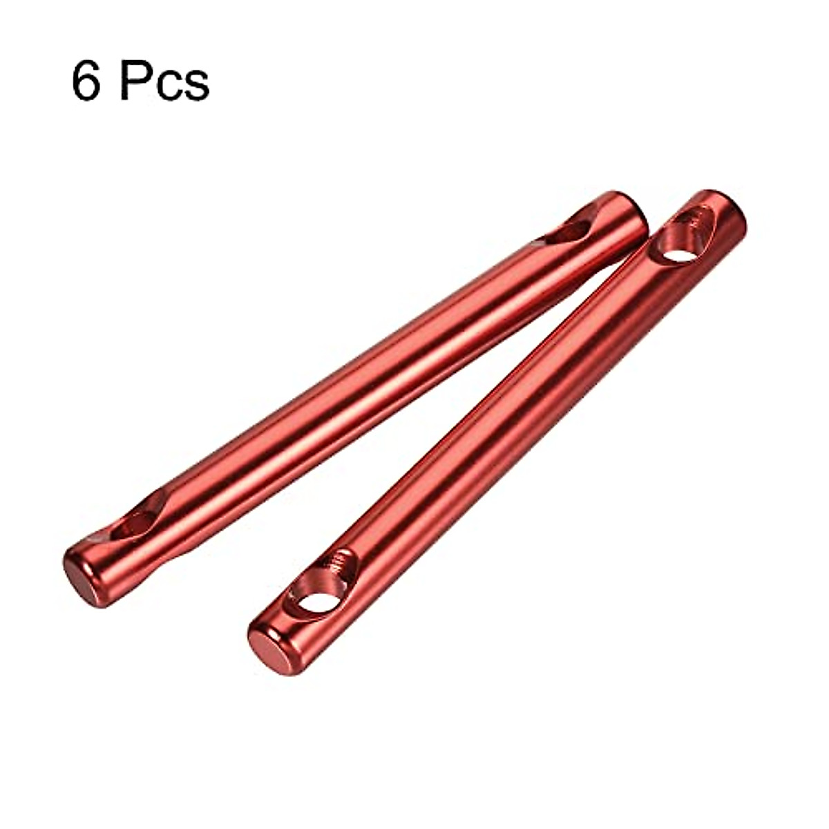 MECCANIXITY Tent Rope Adjusters, 100mm 2 Hole Aluminum Alloy Tensioners Guyline Cord Fasteners for Outdoor Camping Hiking, Red Pack of 6