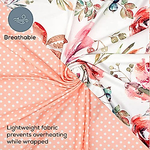 First Landings Newborn Swaddle Set - Matching Headband and Baby Blanket (Set of 2 Each) 36" x 36" Receiving Baby Blanket Boy and Girl - for Newborn Photography, Nursing Covers, Burp Cloths (Rose)