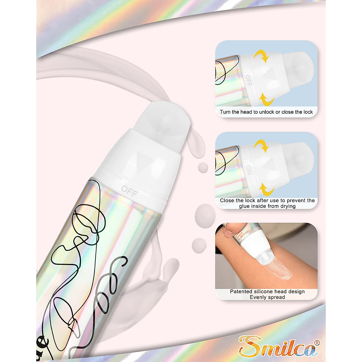 Wig Glue for Front Lace Wig-Smilco 2.6 OZ Waterproof Lace Front Glue Invisible Bonding Strong Hold Lace Wig Glue for Poly and Lace Hairpiece, Wig, Toupee Systems, Lace Glue Hair Replacement Adhesive