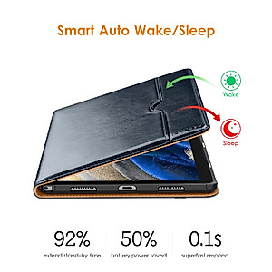 DTTO for Samsung Galaxy Tab A8 10.5 inch Case 2022, Premium Leather Business Folio Stand Cover with 1 Pack HD Tempered Glass Screen Protector for Galaxy Tab A8 10.5" [SM-X200/X205/X207], Blue