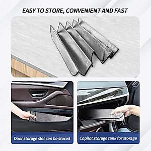 QODOLSI Pack-1 Car Windshield Sunshade, 51.1" x 23.6" Front Windshield Sunscreen Heat Shield, Front Window Sun Protector Cover, Universal for Auto SUVs UV Rays & Sun Heat Interior Protector (Silver)