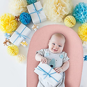 Mixweer 2 Pieces Bassinet Sheet for Boys and Girls Cotton Fitted Sheet Unisex Bassinet Mattress Sheets for Bassinets Baby Cradle Moses Basket Oval Rectangle Pad (Green, Pink,Muslin Cotton)