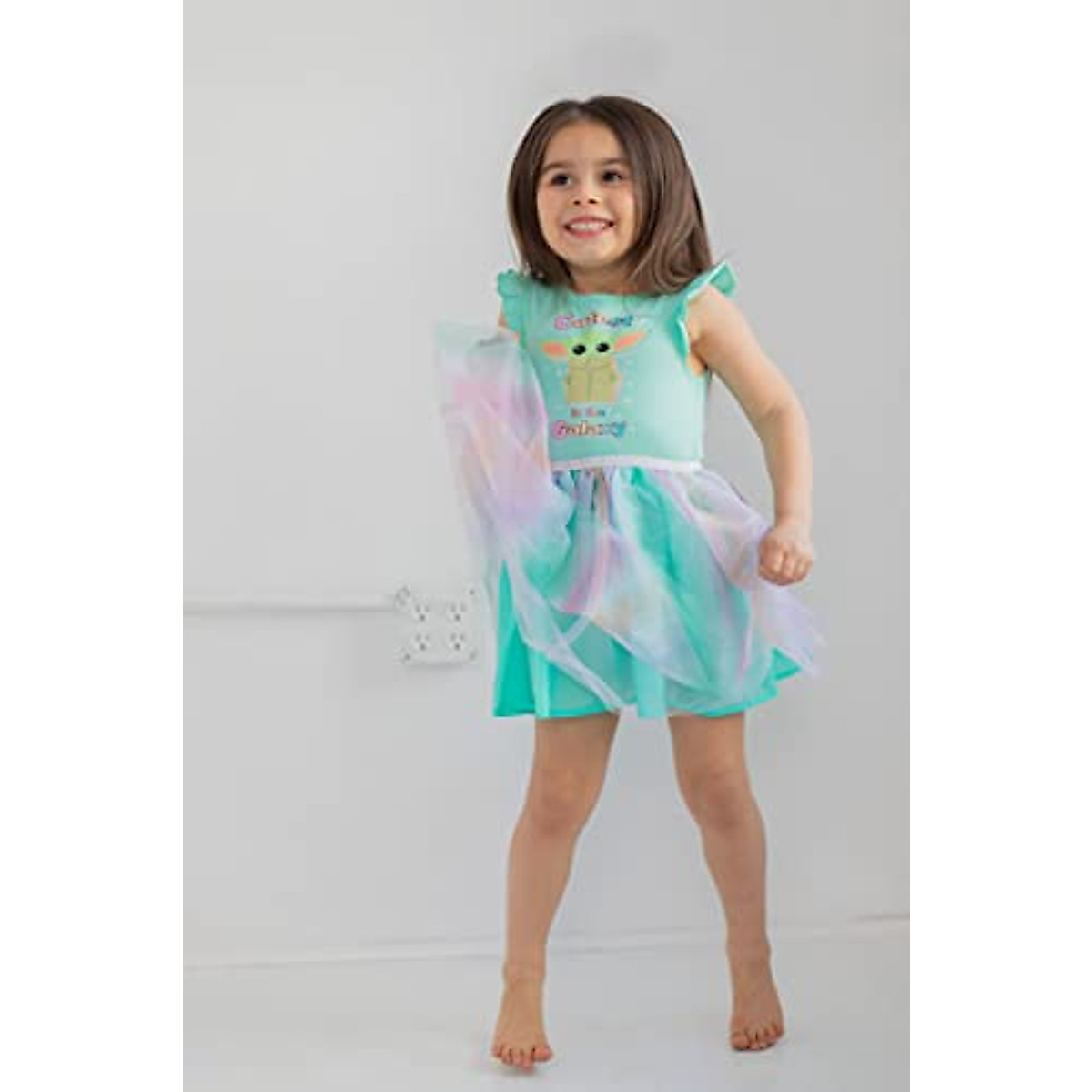 STAR WARS The Child Toddler Girls Short Sleeve Dress Teal 5T